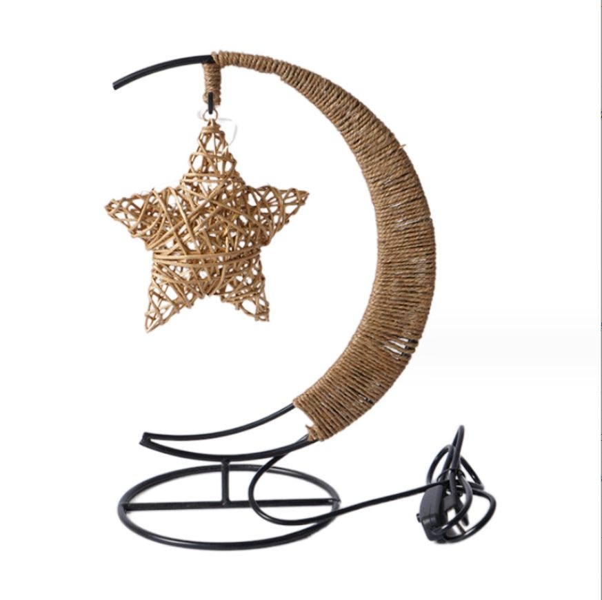 Rattan Moon Lamp – Copper Wire Crescent Night Light USB/Battery Operat ...